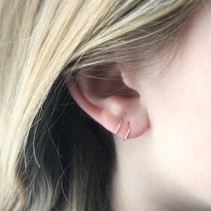 FAKE Second Piercing, DOUBLE Ear HOOP, Fake Lobe Piercing, Faux Double ...