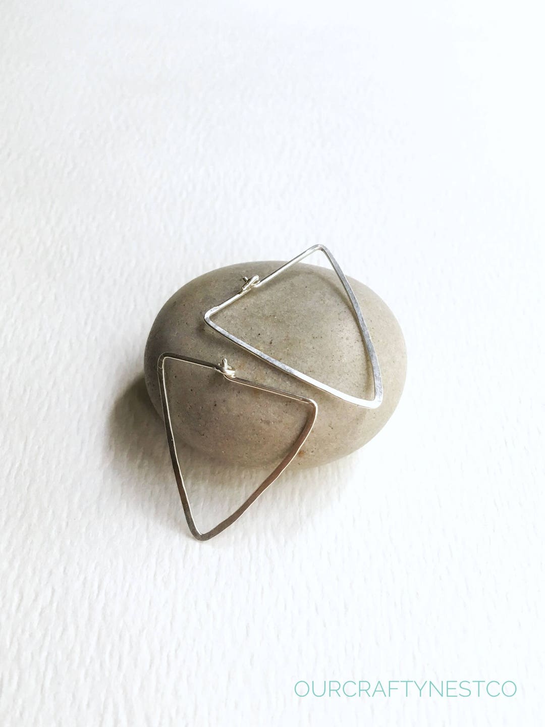 TRIANGLE HOOPS, HAMMERED Hoops, Silver Hoops, Silver Hammered Wire ...