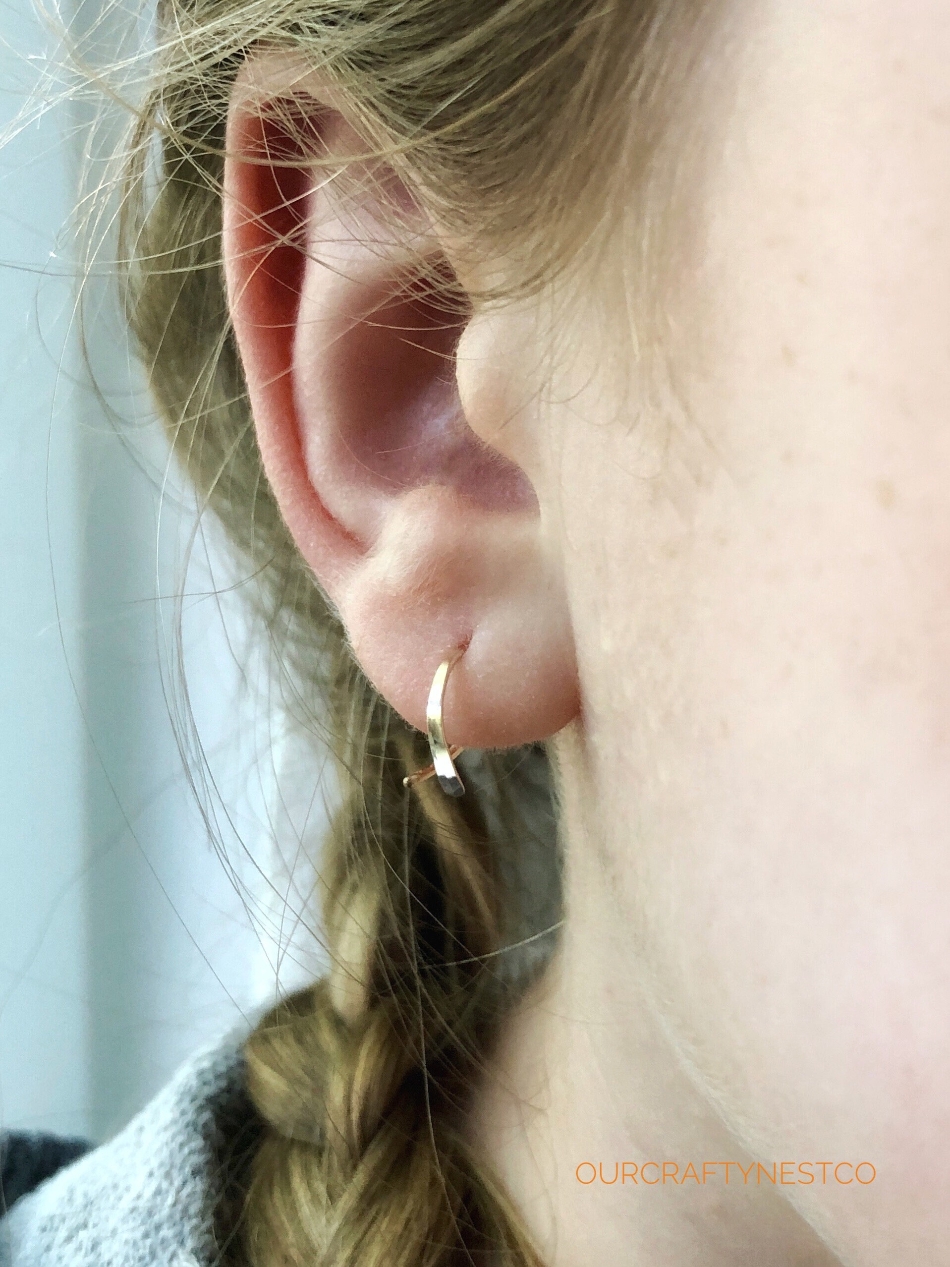 TINY Open HOOP SILVER Hoop Teardrop Hoop Huggie Hoops - Etsy