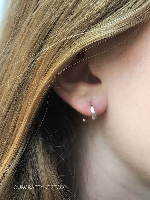 TINY Open HOOP SILVER Hoop Teardrop Hoop Huggie Hoops | Etsy