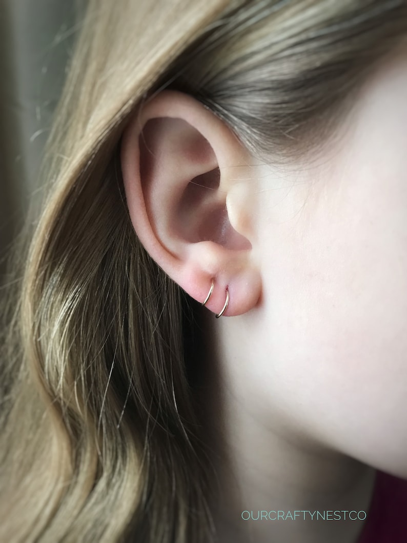 FAKE Second Piercing DOUBLE Ear HOOP Fake Lobe Piercing | Etsy