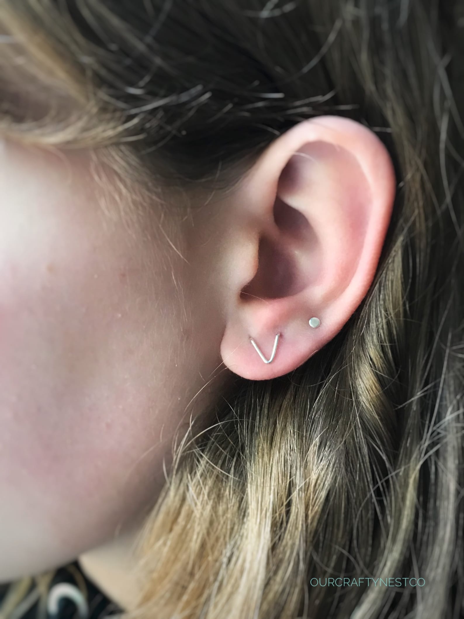 V DOUBLE Piercing MULTIPLE Piercing Double Stud Earring Two | Etsy Canada