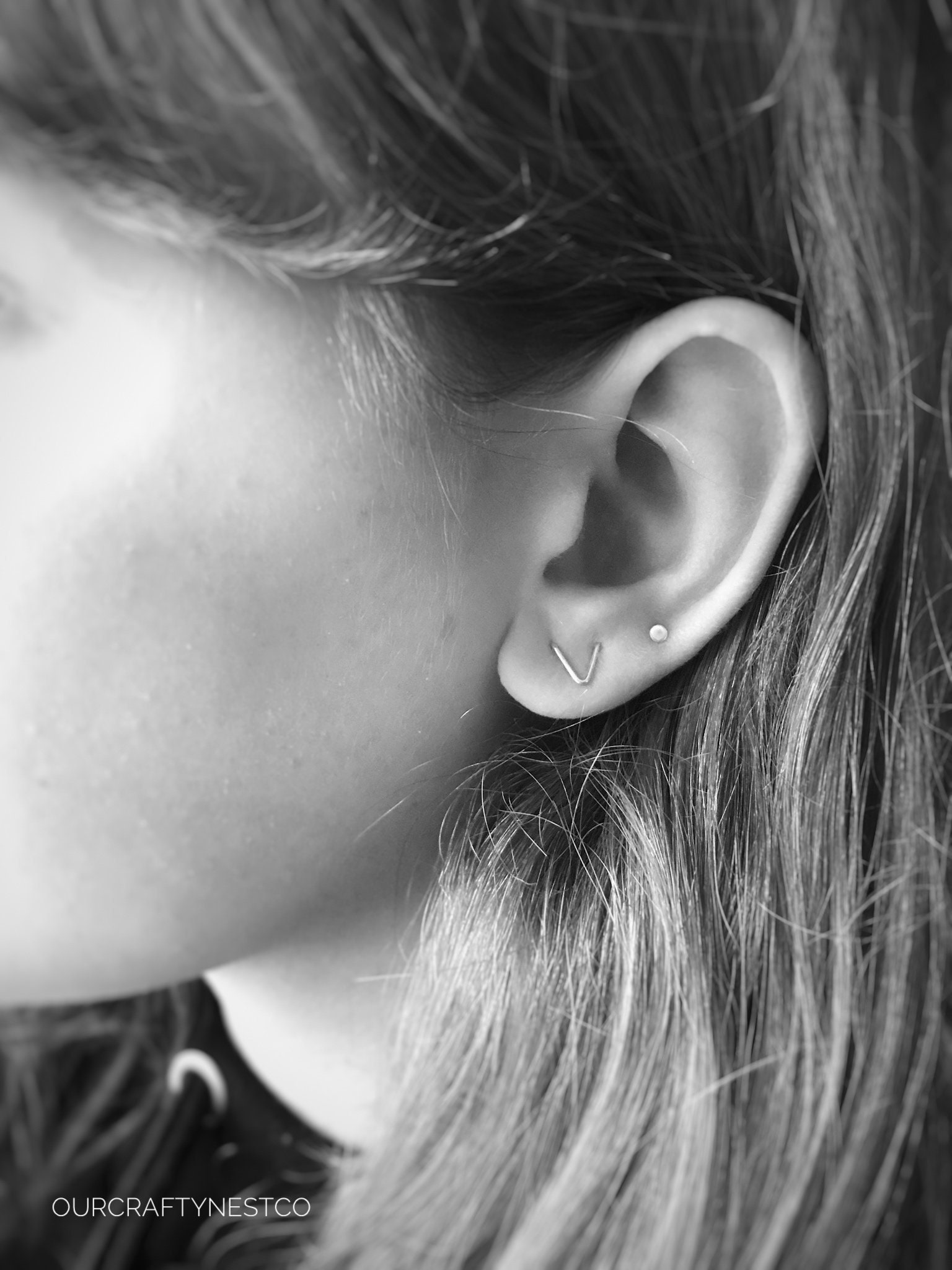 V DOUBLE Piercing MULTIPLE Piercing Double Stud Earring Two | Etsy Canada