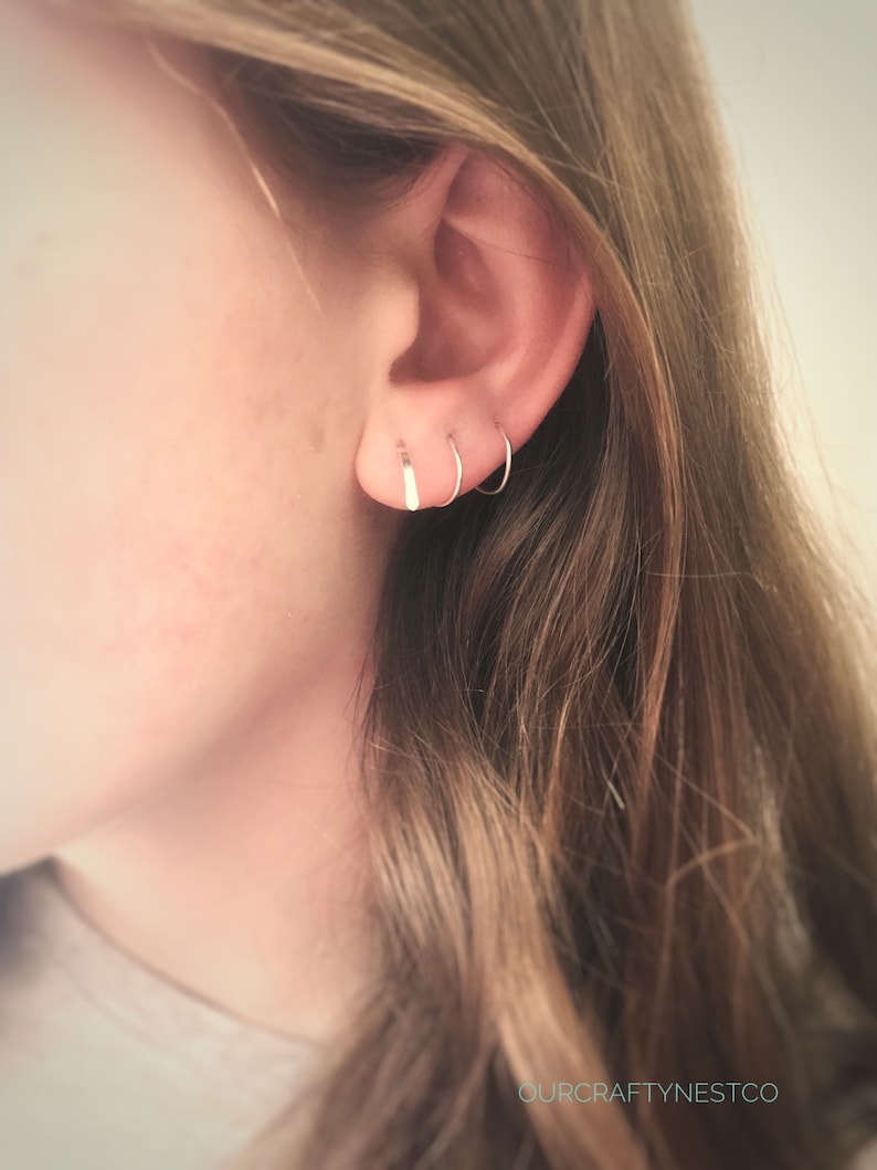 3 HOLE Spiral Hoops MULTIPLE PIERCING Gold Hoop Silver - Etsy