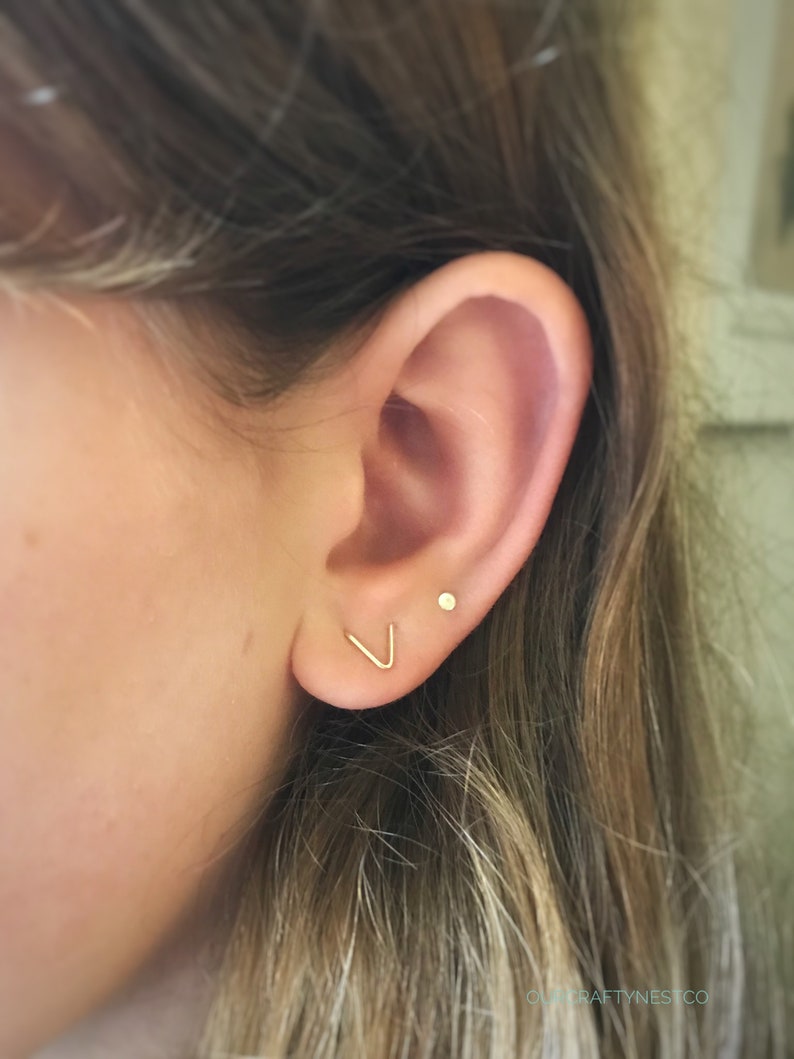V DOUBLE Piercing MULTIPLE piercing Double Stud Earring Two | Etsy