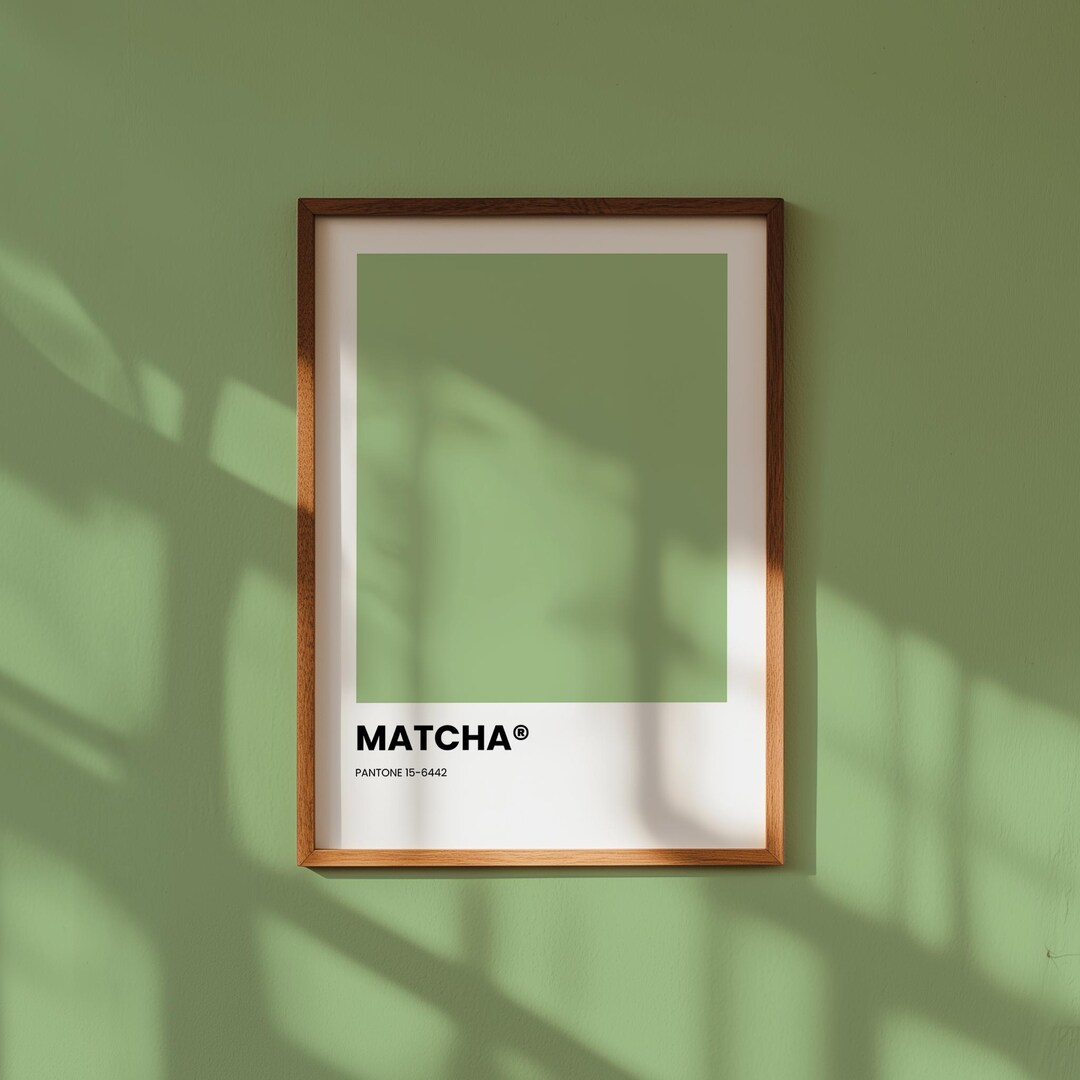 Matcha Green Pantone Poster Tea Color Wall Art Neutral Home Decor ...