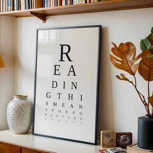 Funny Eye Test Snellen Chart Vision Test Bathroom Wall Art Toilet Sign ...