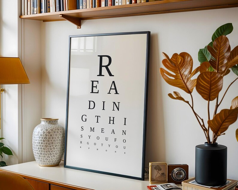 Funny Eye Test Snellen Chart Vision Test Bathroom Wall Art Toilet Sign ...