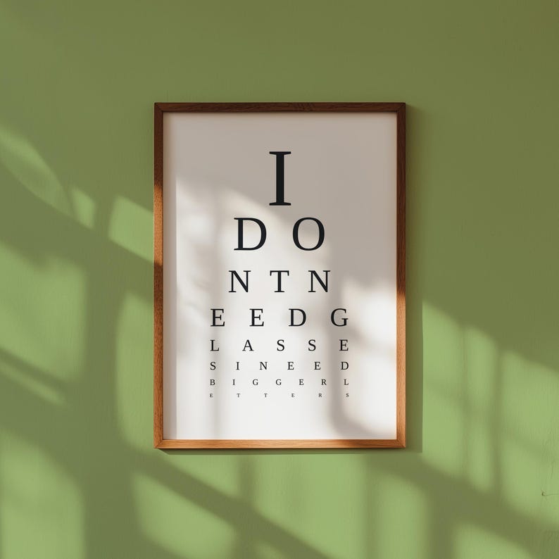Funny Eye Test Snellen Chart Vision Test Wall Art Optometry Office ...
