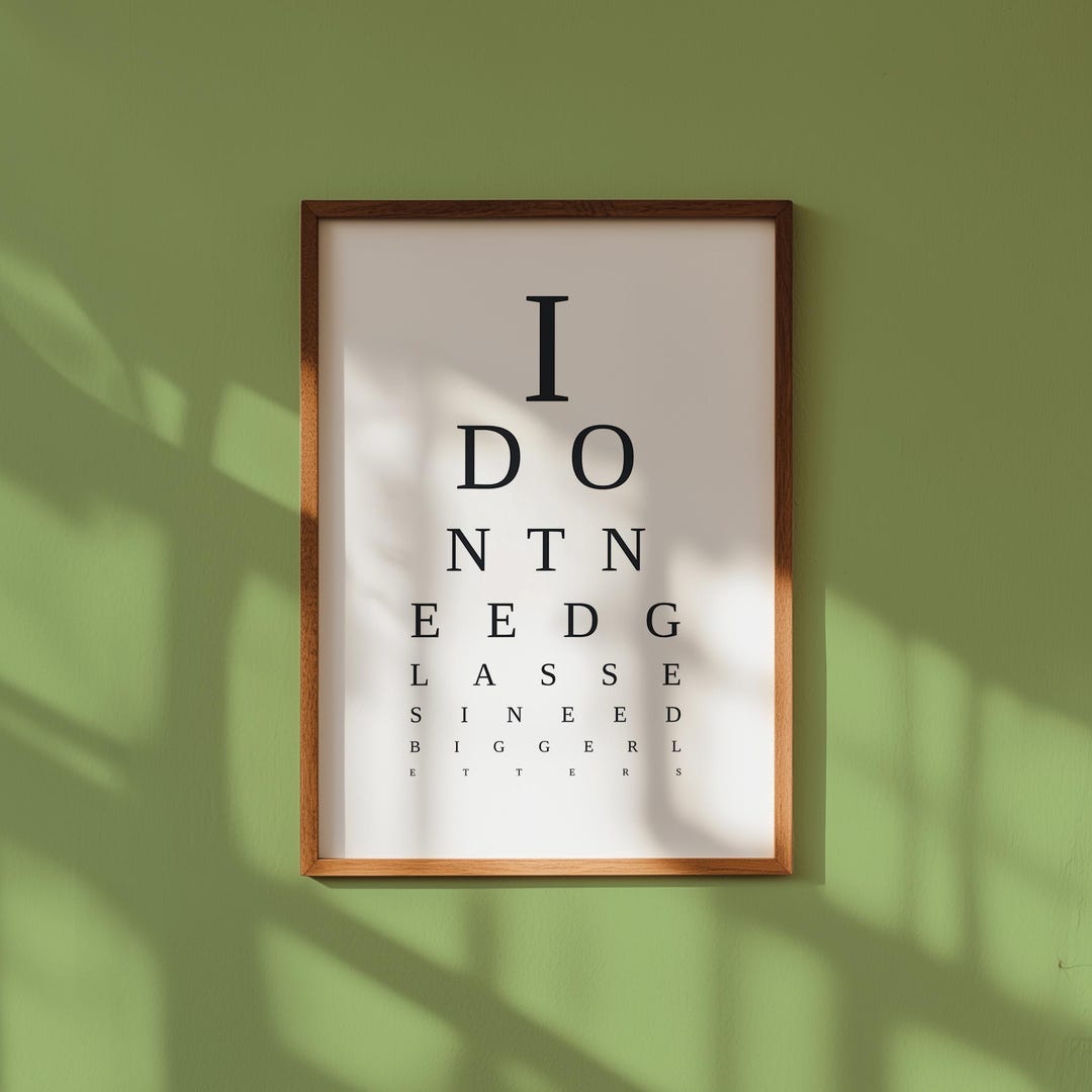 Funny Eye Test Snellen Chart Vision Test Wall Art Optometry Office ...