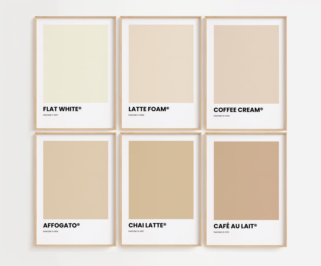 Pantone Coffee Color Printable Poster Set of 6 Minimalist Coffee Art ...