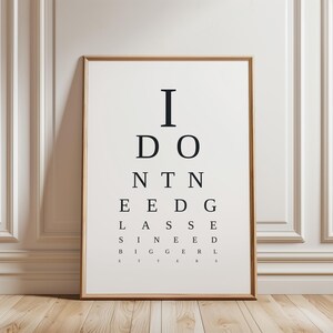 Funny Eye Test Snellen Chart Vision Test Wall Art Optometry Office ...