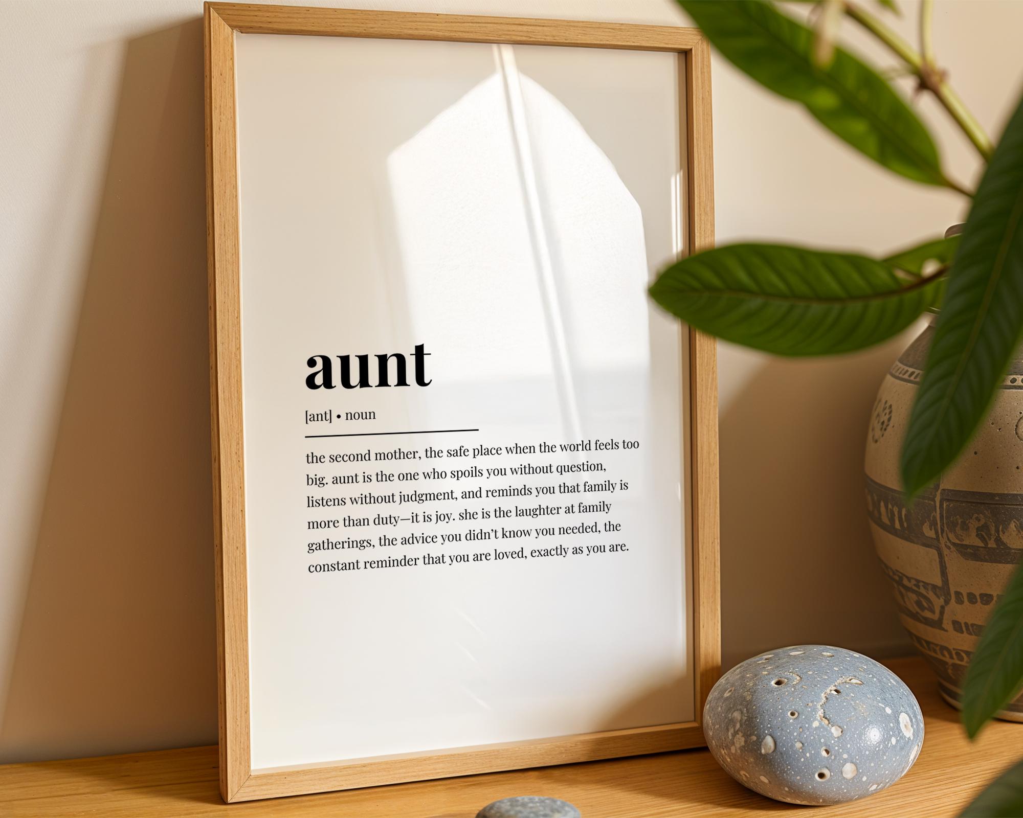 Aunt Definition Digital Print Gift for Aunt Birthday Gift Wall Art ...