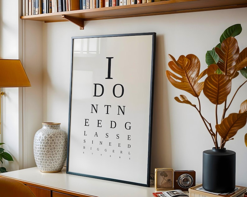Funny Eye Test Snellen Chart Vision Test Wall Art Optometry Office ...