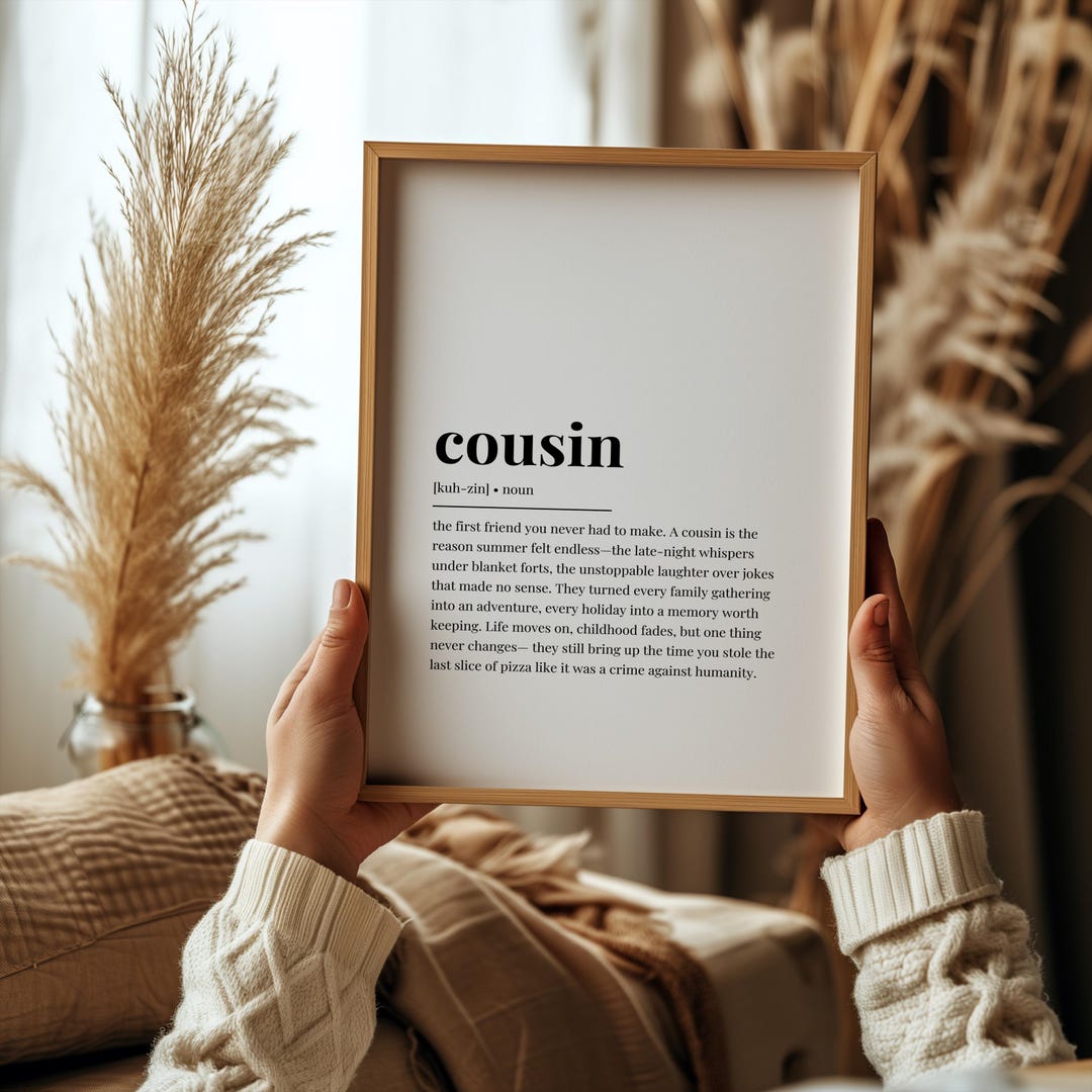 Cousin Definition Print Gift for Cousin Birthday Gift for Her Him Wall ...