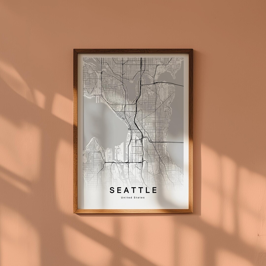 Seattle Map Print Seattle Map Poster Seattle City Map Street Map Poster ...
