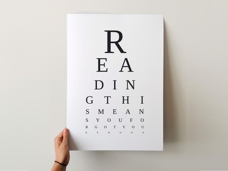 Funny Eye Test Snellen Chart Vision Test Bathroom Wall Art Toilet Sign ...