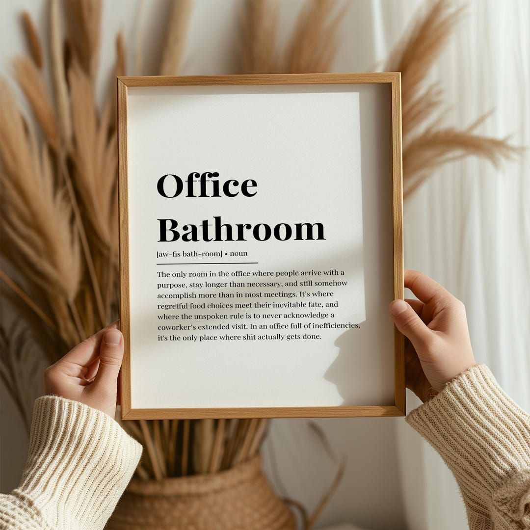 Office Bathroom Poster Digital Funny Definition Print Work Restroom Art ...