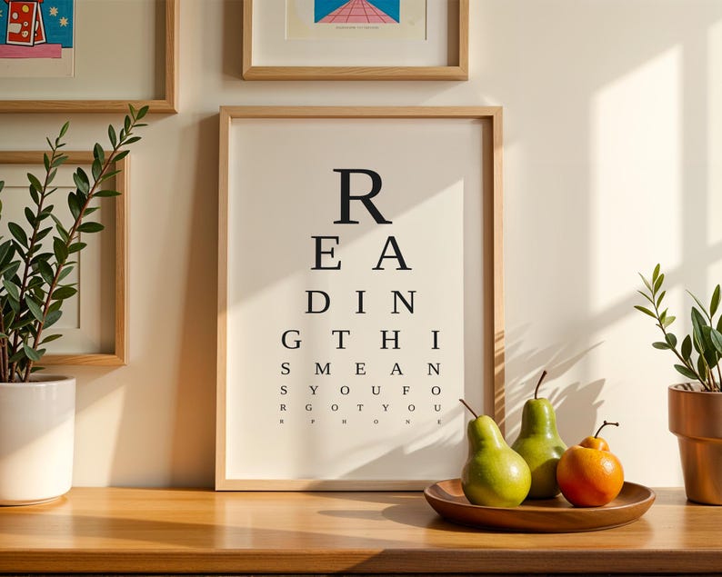 Funny Eye Test Snellen Chart Vision Test Bathroom Wall Art Toilet Sign ...