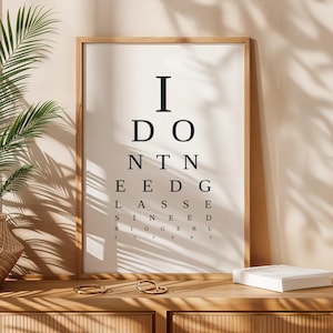 Funny Eye Test Snellen Chart Vision Test Wall Art Optometry Office ...