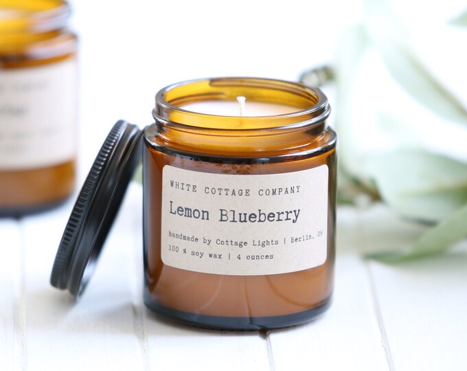 4 Oz. Hand Poured Amber Candle, Farmhouse Candle, Gift for Her, White ...