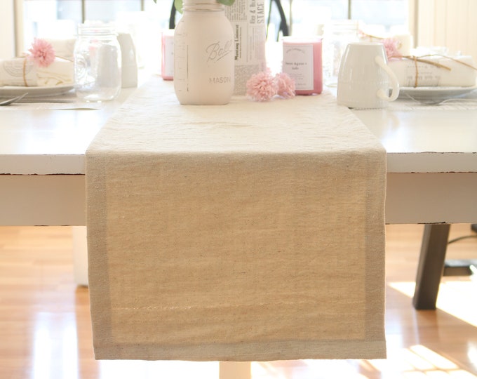 Drop Cloth Table Runnerneutral Table Runnertan Table Runner - Etsy