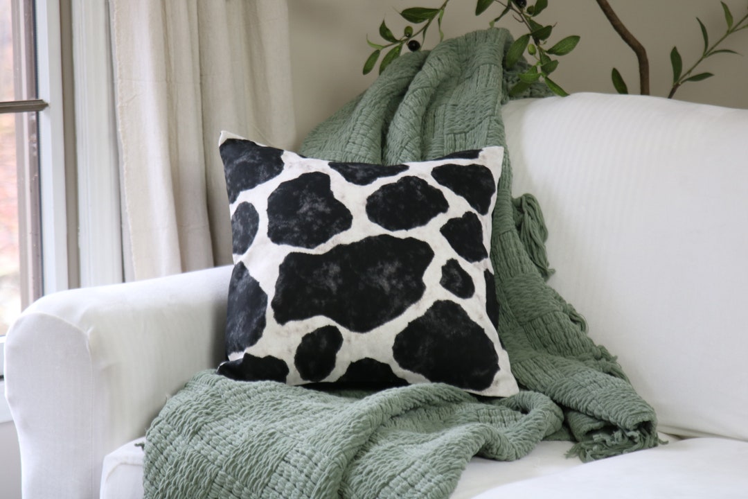 Cow Print Pillow Cover, 18"x18" Throw Pillow Cover, Farmhouse Throw ...