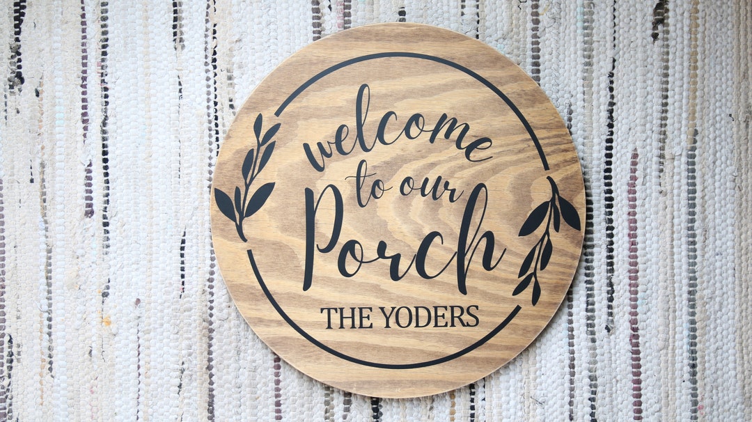 Personalized Porch Sign for Spring, Customized Round Wood Sign for ...