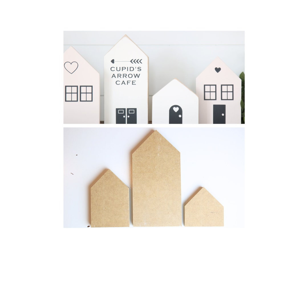 DIY Wood Houses Set, Wooden House Kit, Farmhouse Style Decor, Fireplace ...