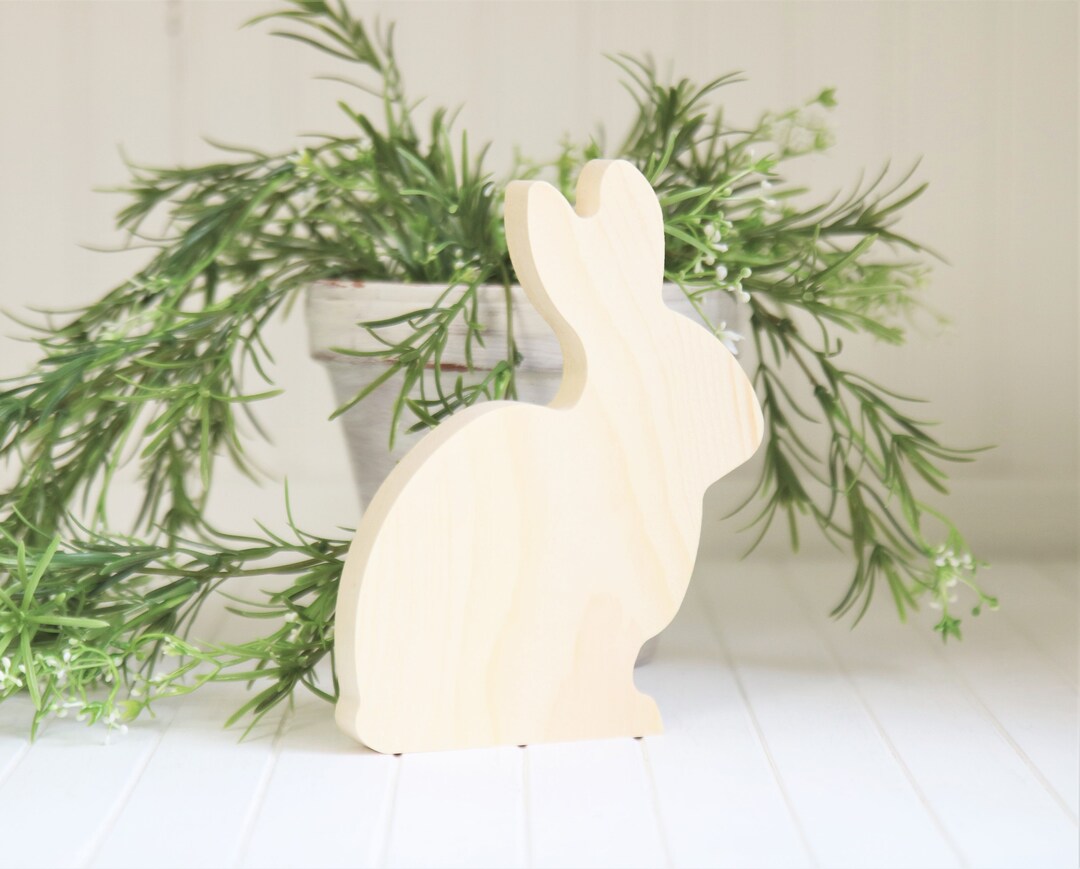 Wooden Bunny, Unfinished Wooden Rabbit, Wooden Easter Bunny, Easter ...