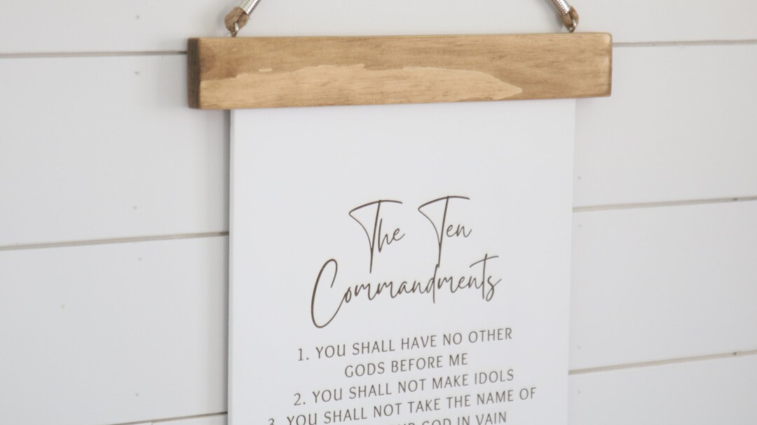 Ten Commandments Scroll, Scripture Sign, Wooden Sign, Farmhouse Sign ...