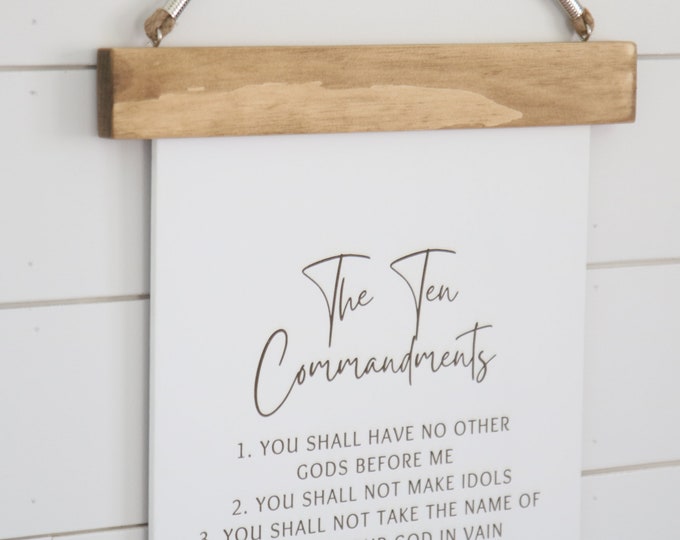 Ten Commandments Scroll, Scripture Sign, Wooden Sign, Farmhouse Sign ...