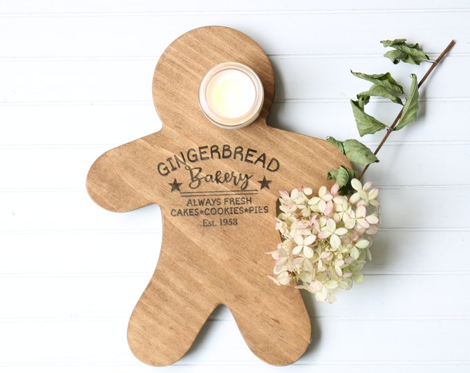 Gingerbread Board, Gingerbread Wood Cutout, Mantel Decor, Wooden Accent ...