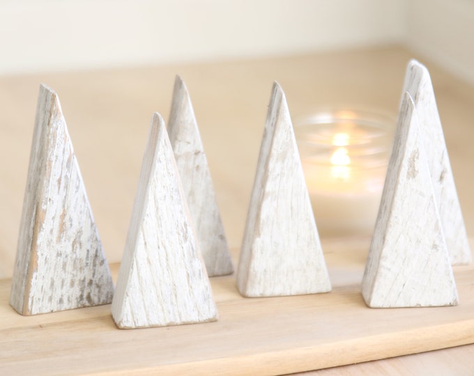 Rustic Triangle Tree, White Washed Wood Tree, Christmas Decor, Mantel ...