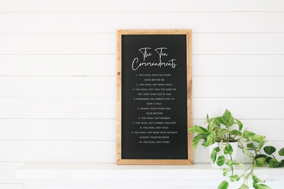 Ten Commandments Sign, Scripture Sign, Farmhouse Sign, Wall Sign, Large ...
