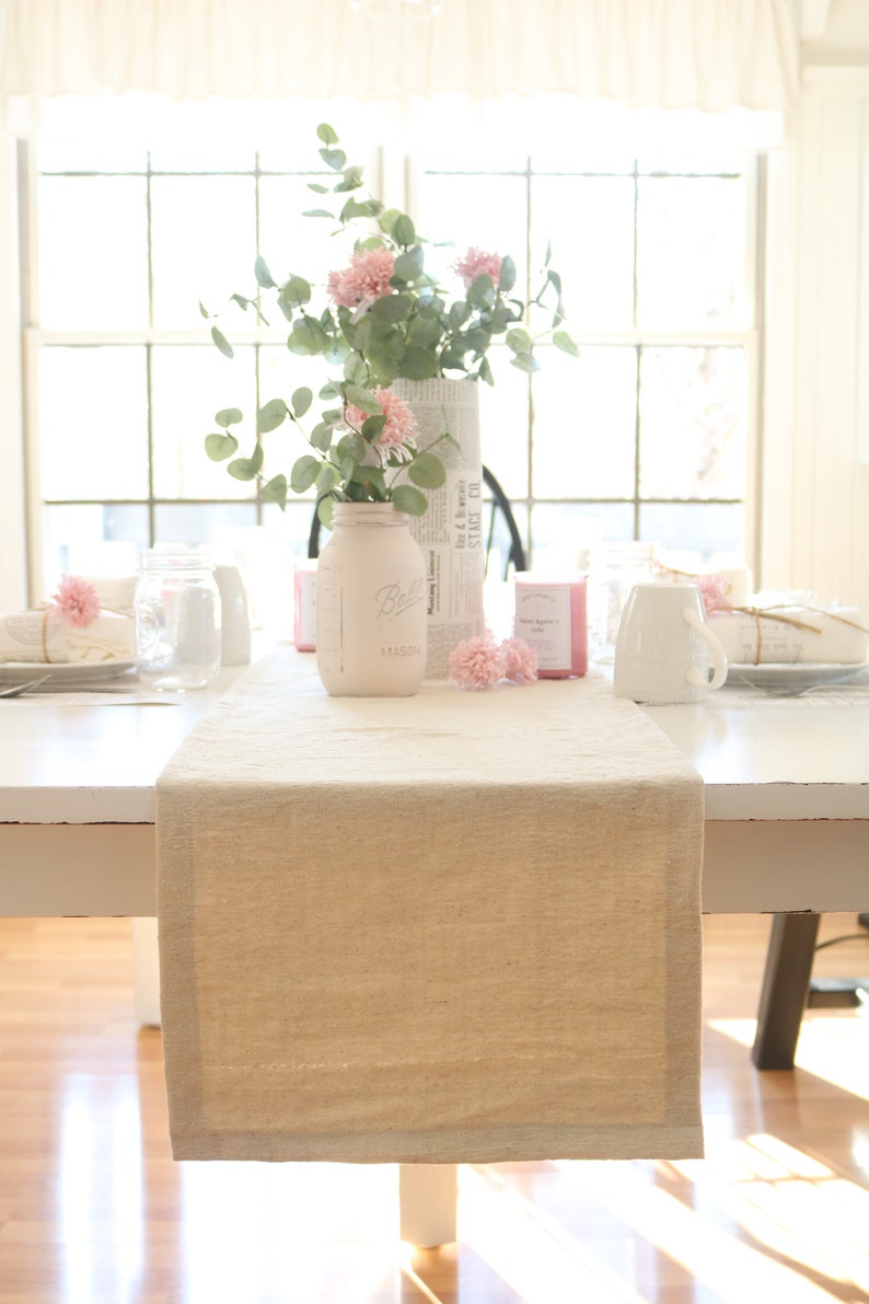 Drop Cloth Table Runnerneutral Table Runnertan Table Runner - Etsy
