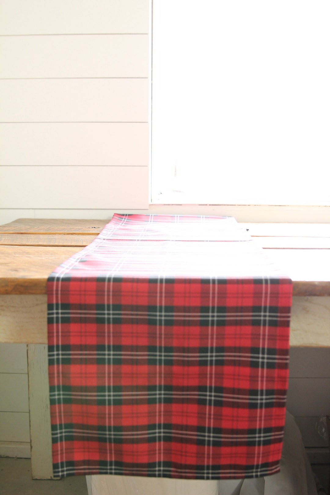 Red Plaid Runner, Christmas Runner, Plaid Table Runner, Farmhouse Table ...