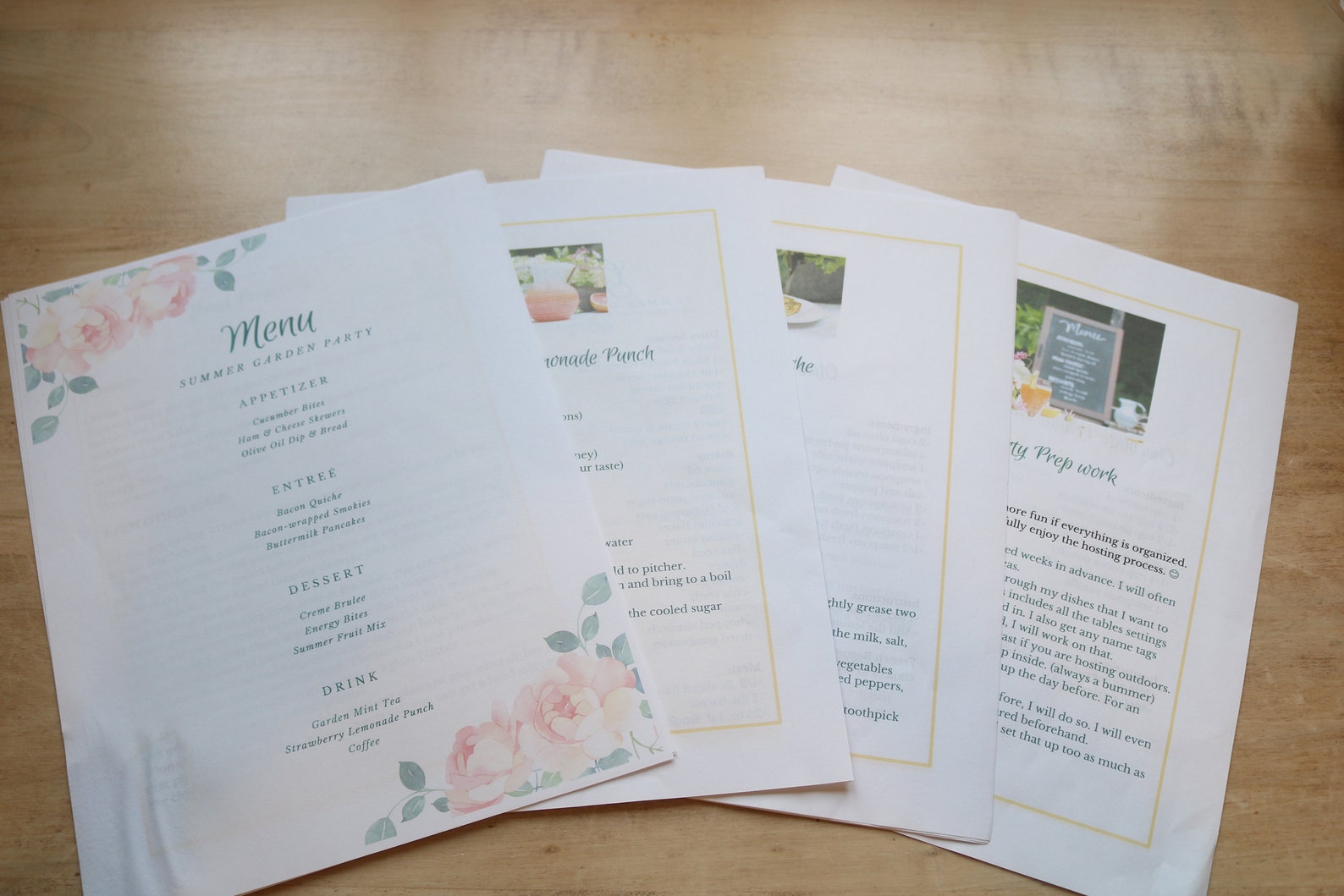 Garden Party Menu Party Menu Plan Digital Recipes Digital - Etsy