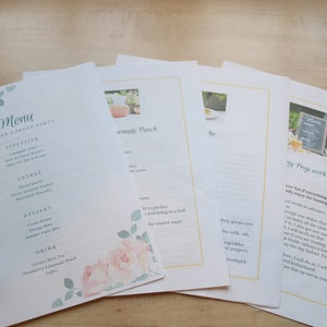 Garden Party Menu, Party Menu Plan, Digital Recipes, Digital Download ...