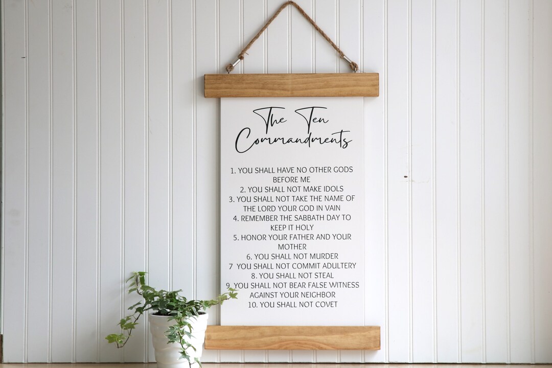 Ten Commandments Scroll, Scripture Sign, Wooden Sign, Farmhouse Sign ...