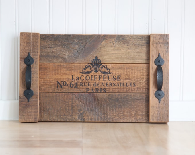 Rustic Barnwood Tray, Farmhouse Wooden Serving Tray, Reclaimed Wood ...