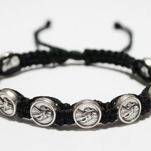 Jesus Divine Mercy Bracelet Metal Silver Tone Medal on Cord, Jesus ...