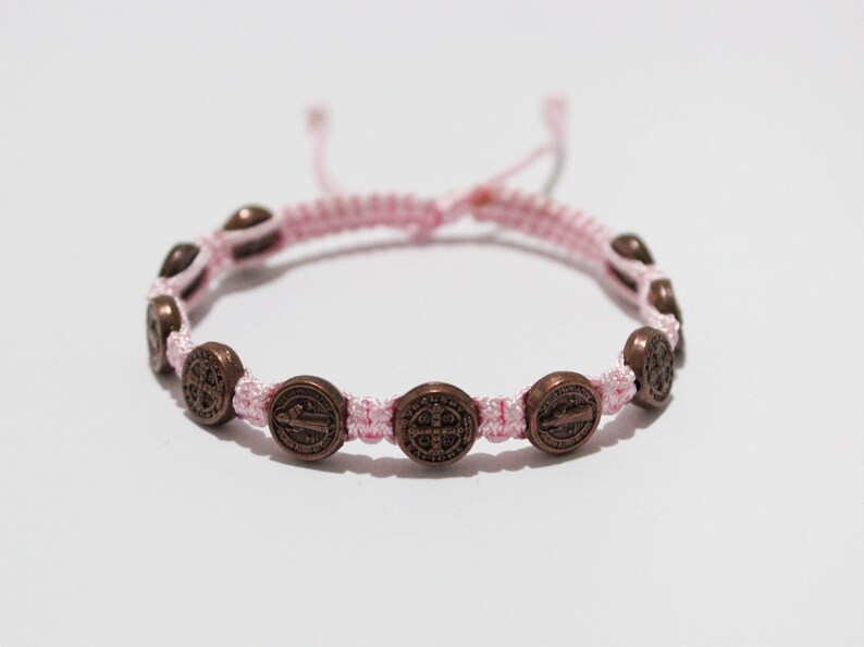 Saint Benedict Bronze Color Medal Cord Bracelet St. Benedict - Etsy