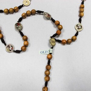 Chaplet of the Way of the Cross Made of Olive Wood Beads, the Stations ...