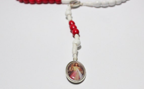 Divine Mercy Rosary Chaplet of Divine Mercy White and Red | Etsy UK