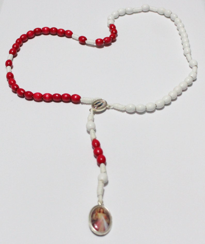 Divine Mercy Rosary Chaplet of Divine Mercy White and Red - Etsy