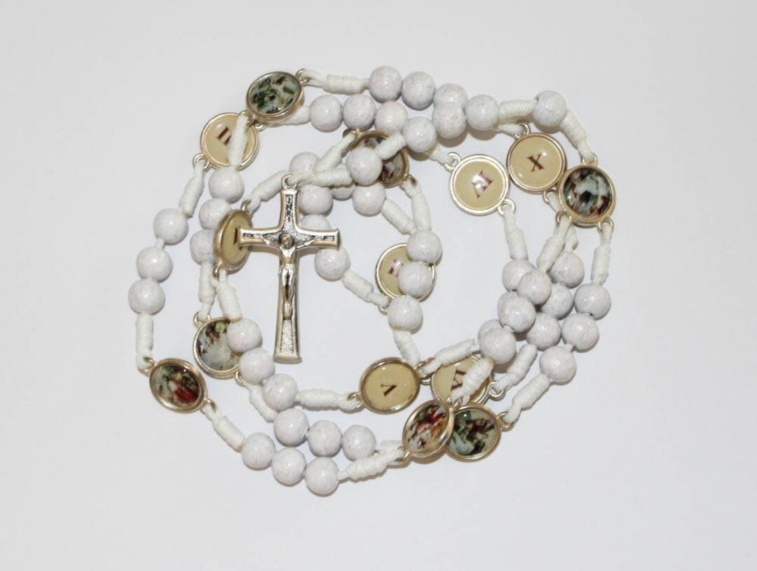 Chaplet of the Way of the Cross, Stations of the Cross Rosary, White ...