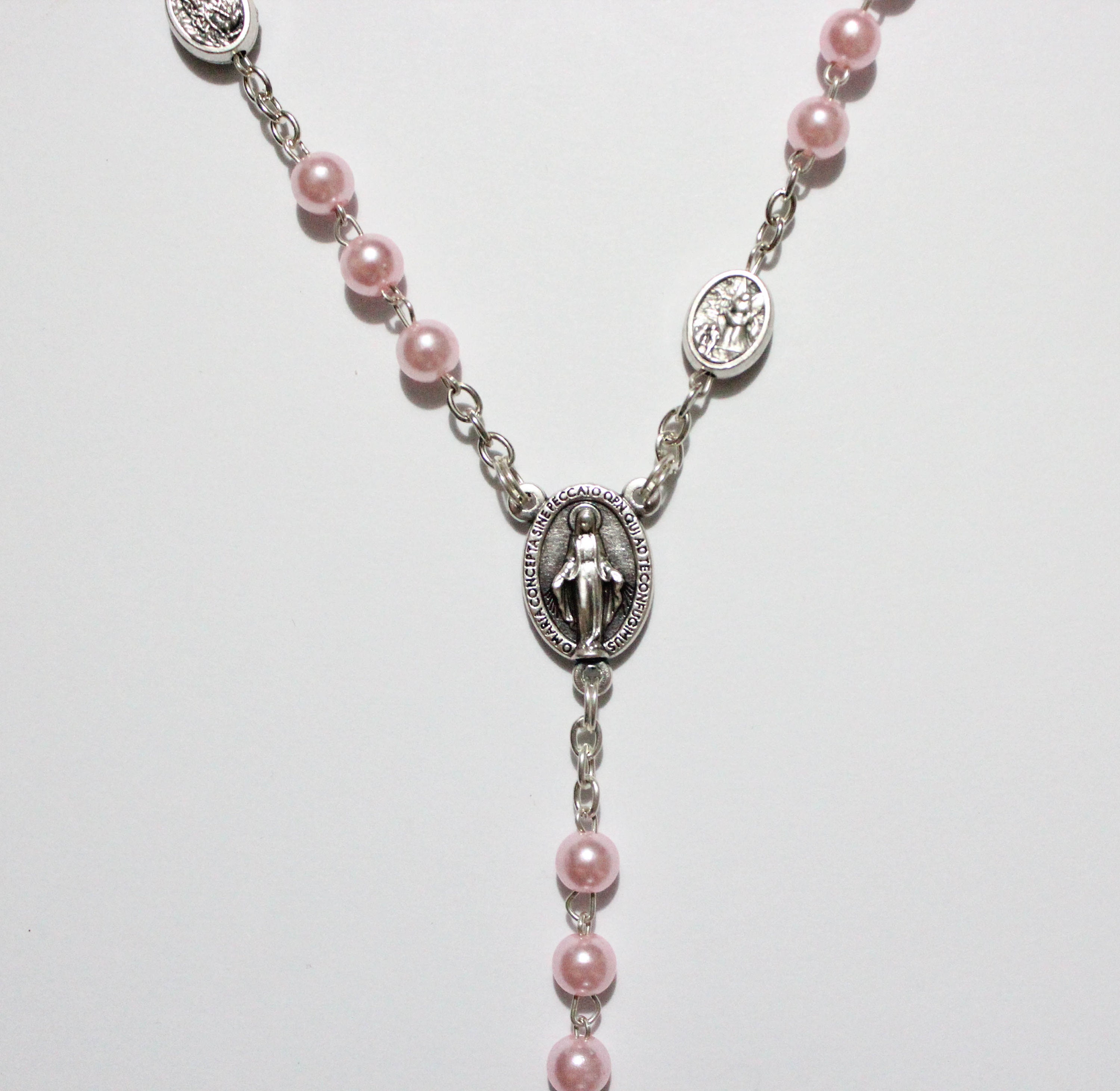 St.michael the Archangel Chaplet on Chain Pink Beads and St. | Etsy