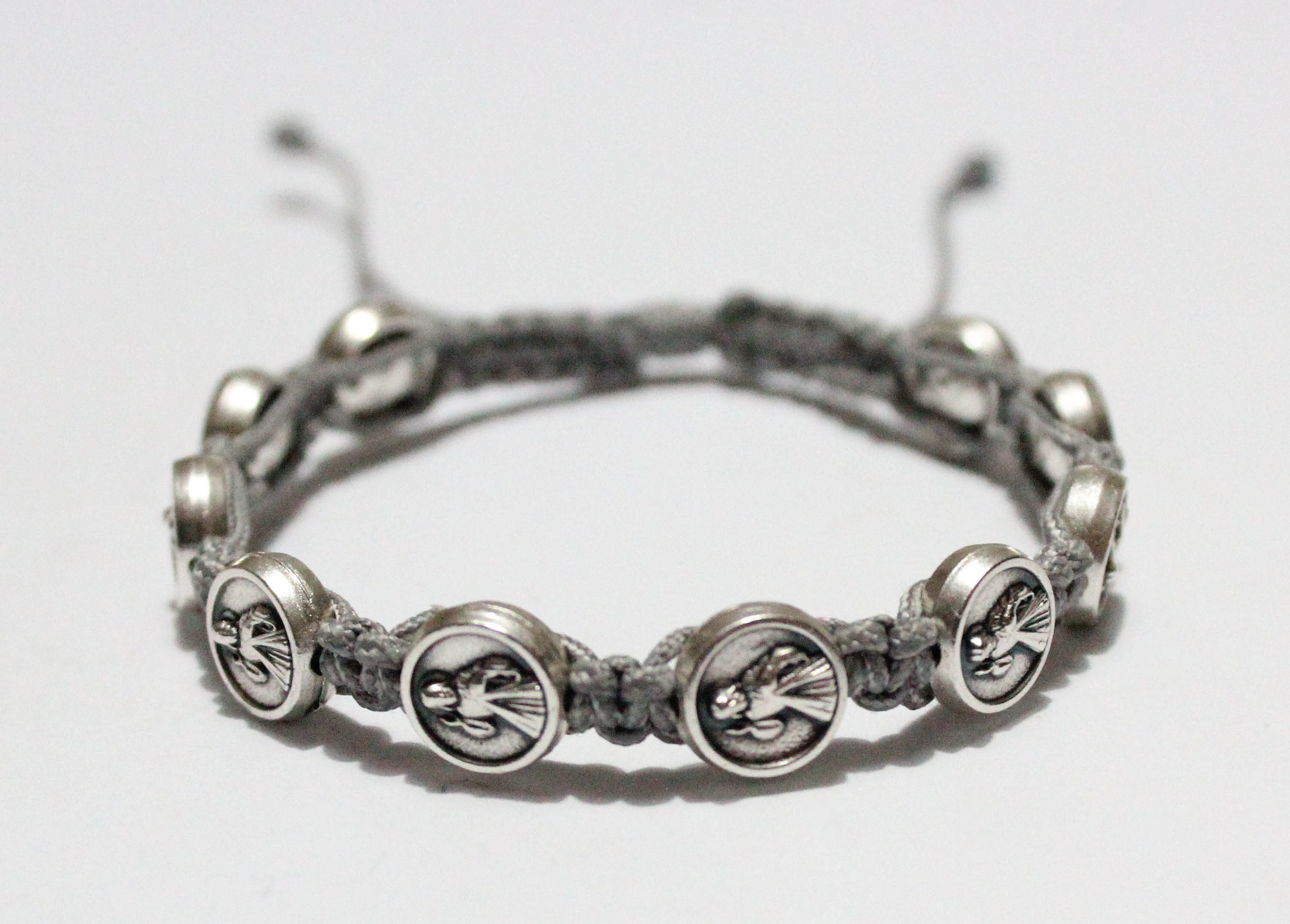 Jesus Divine Mercy Bracelet Metal Silver Tone Medal on Cord | Etsy