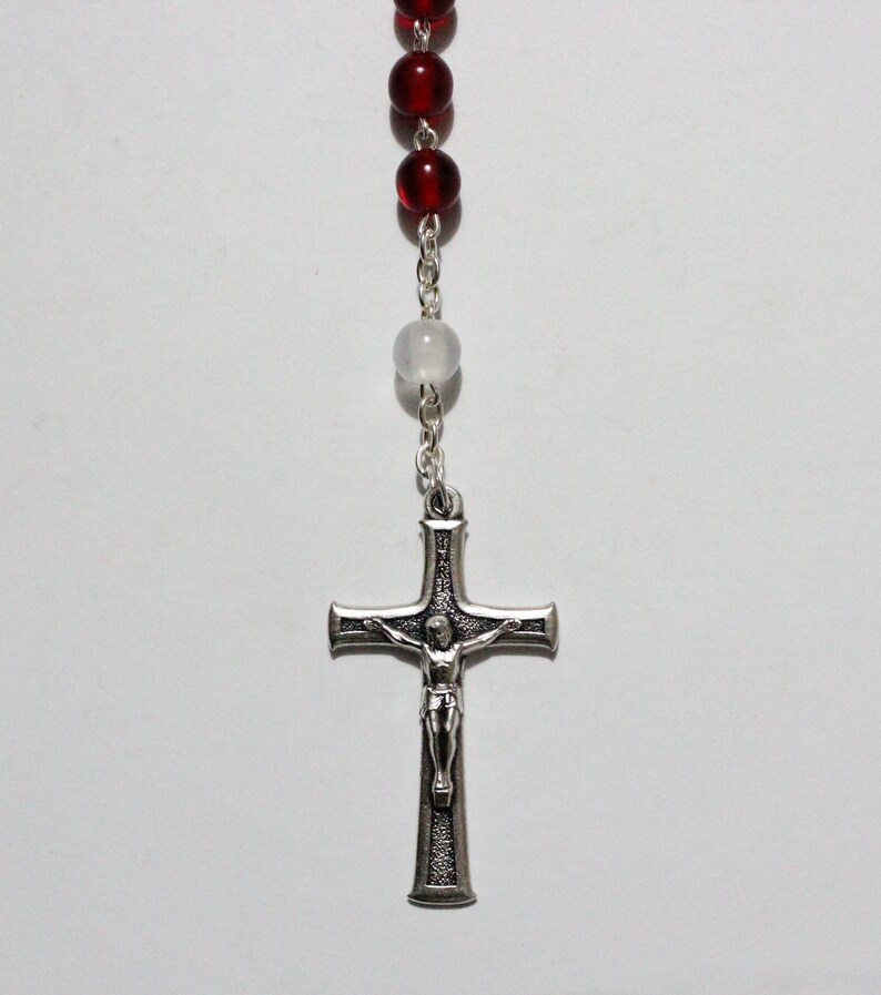 Divine Mercy Rosary Chaplet of Divine Mercy White and Red - Etsy